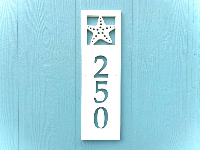 Vertical Starfish Address Sign Weatherproof PVC House | Etsy
