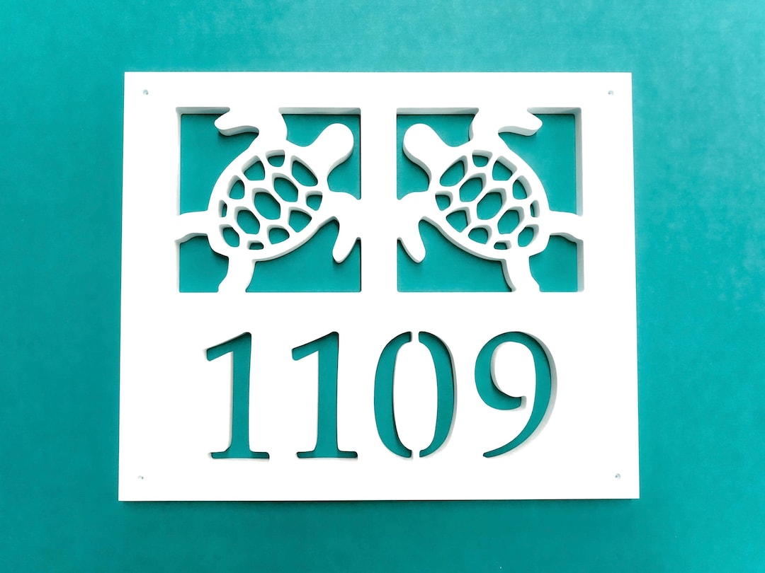 Sea Turtle Address Sign: Weatherproof Coastal House Numbers - Etsy