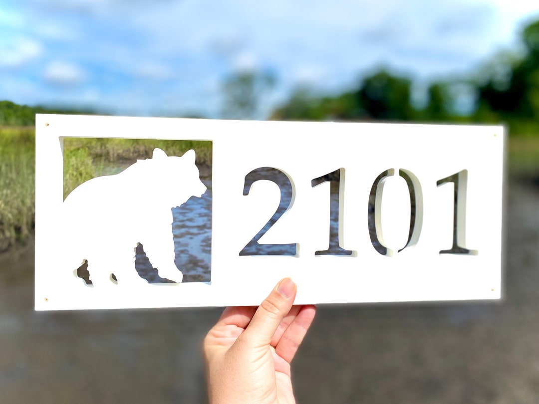 Bear Address Sign: Weatherproof Mountain House Numbers, Cabin Decor - Etsy