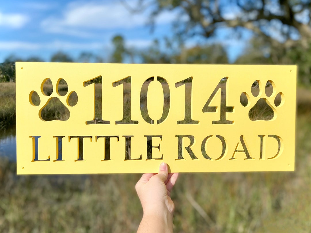 Full Street Address Plate With Dog Paws Weatherproof PVC - Etsy