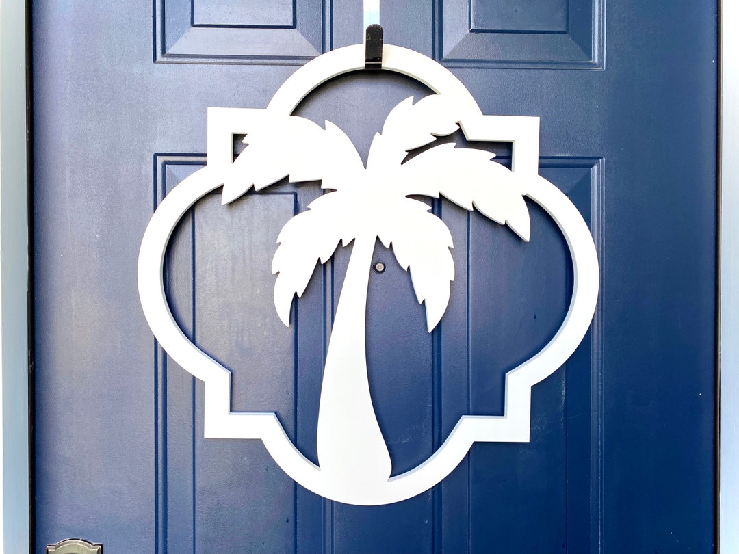 Palm Tree Door Hanger, Exterior Weatherproof PVC House Sign, Coastal ...