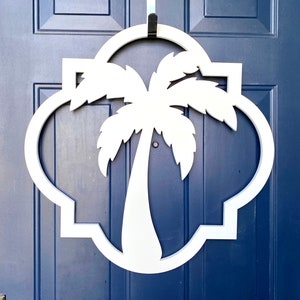 Palm Tree Door Hanger, Exterior Weatherproof PVC House Sign, Coastal ...