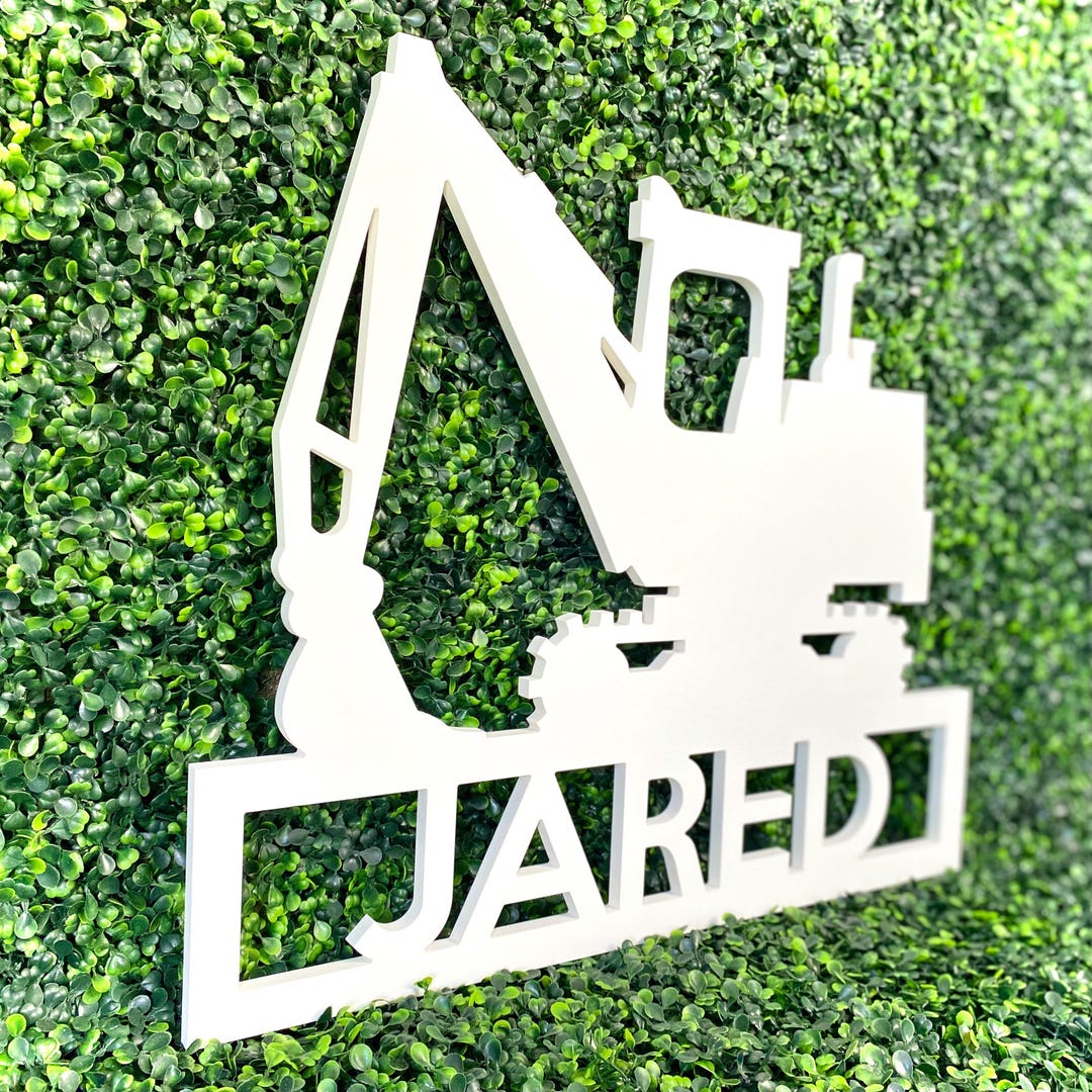 Excavator Digger Name Sign, Boys Construction Truck Room Decor, Kids ...