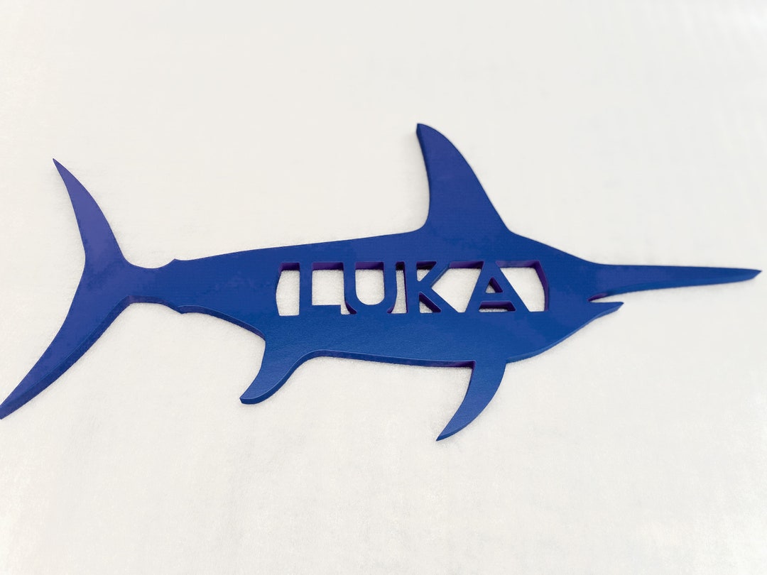 Kids Swordfish Name Sign, Fishing Bedroom Decor, Boys Fish Wall Art ...