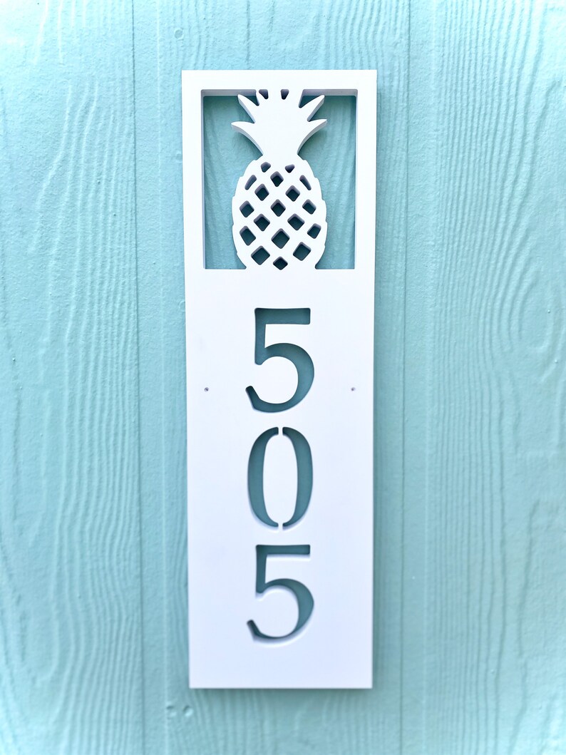 Vertical Pineapple Address Sign Coastal Beach House Address | Etsy
