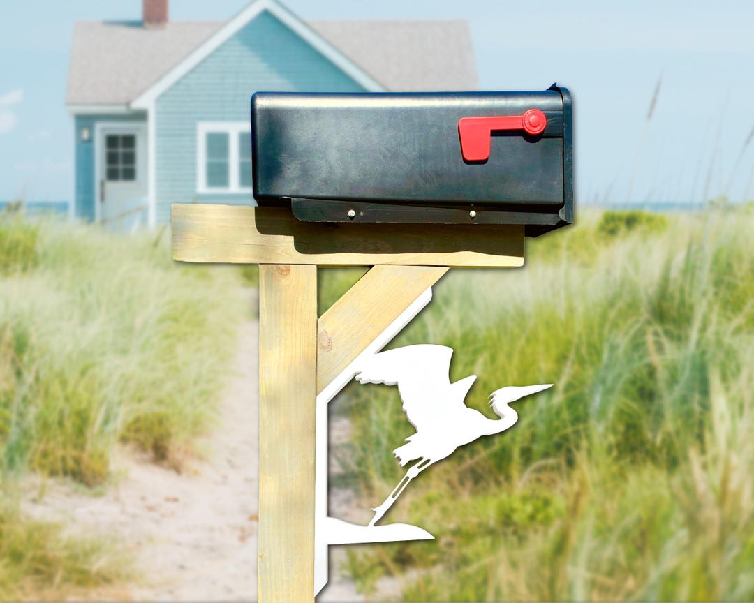Heron Bird Mailbox Bracket: Weatherproof Coastal Beach House Outdoor ...