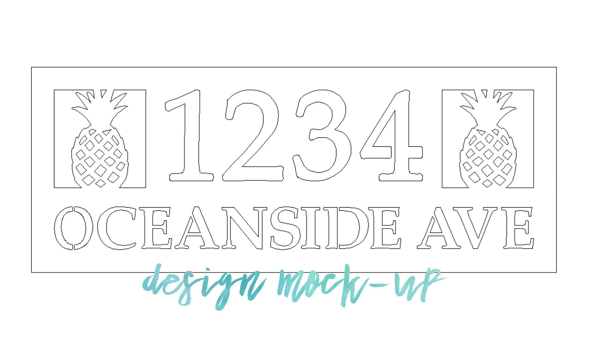 Full Street Address Plate with Pineapple Coastal Beach House | Etsy