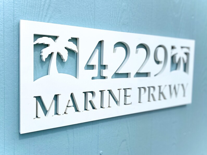 Full Street Address Plate With Palm Trees Coastal Beach House | Etsy