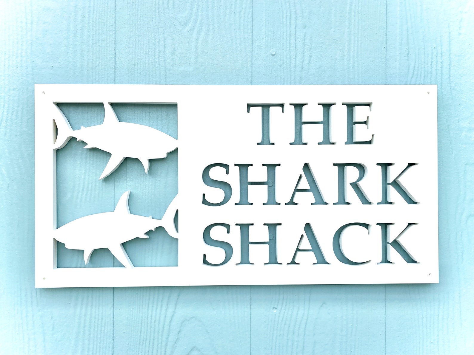 Custom Shark House Name Sign: Weatherproof Coastal Beach House Decor - Etsy