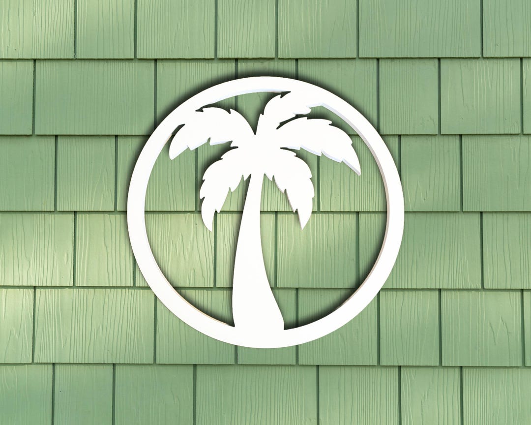 Weatherproof Palm Tree Wall Art Sign: Outdoor Tropical Beach House ...