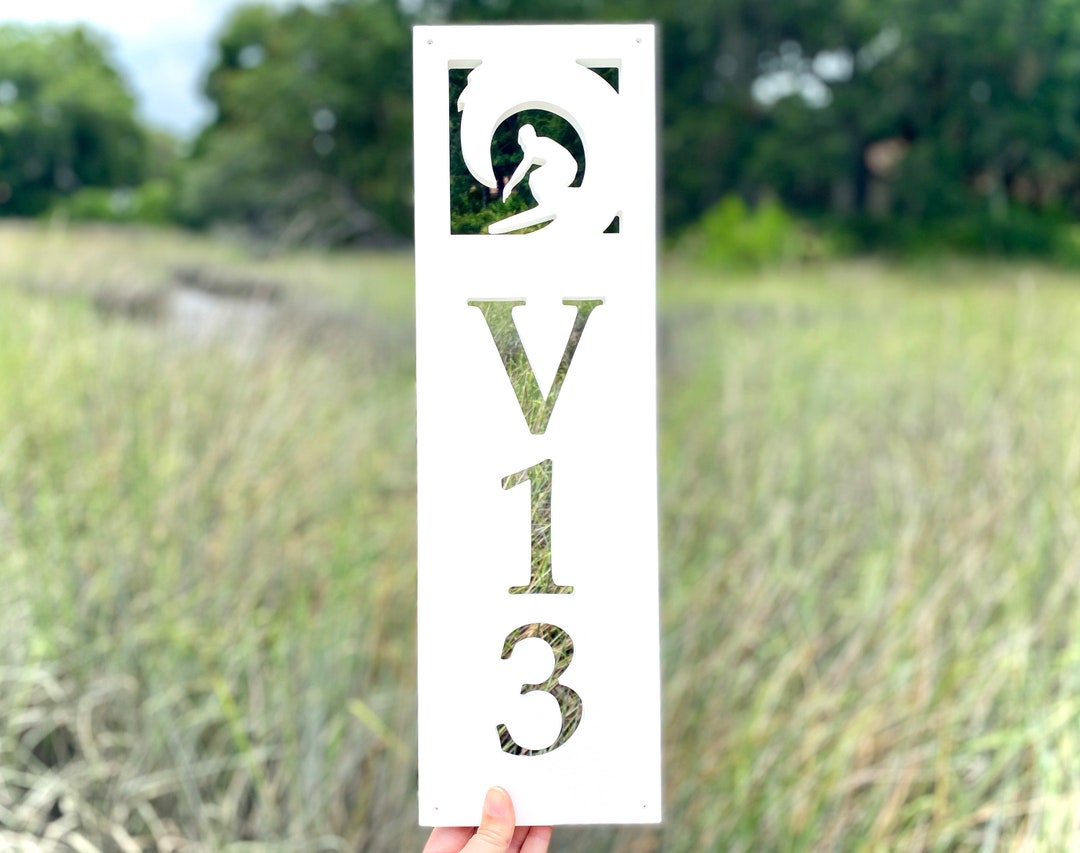 Surfing Address Sign: Weatherproof Beach House Numbers Plaque - Etsy UK