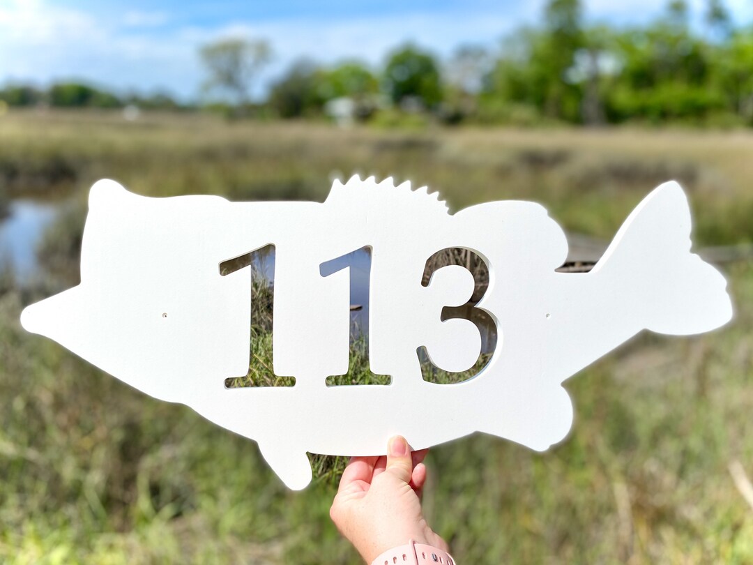 Weatherproof Largemouth Bass Fish Address Sign, Lake House Address ...