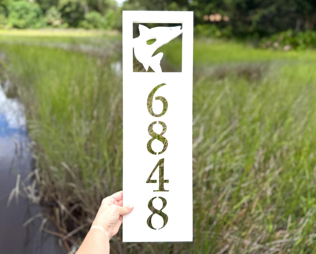Vertical Snook Fish Address Sign: Weatherproof Coastal House Number ...