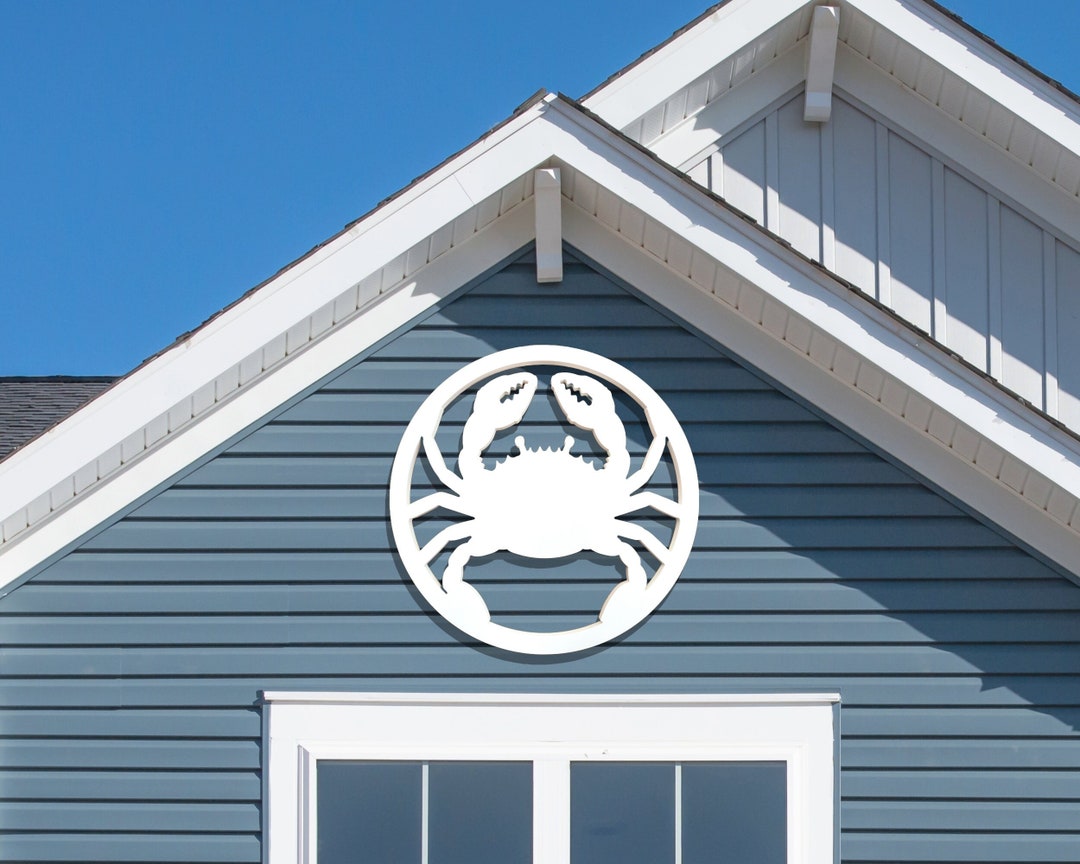 Weatherproof Crab Sign: Coastal Beach House Decor - Outdoor Nautical ...