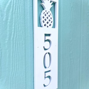 Vertical Pineapple Address Sign, Coastal Beach House Address Plaque ...