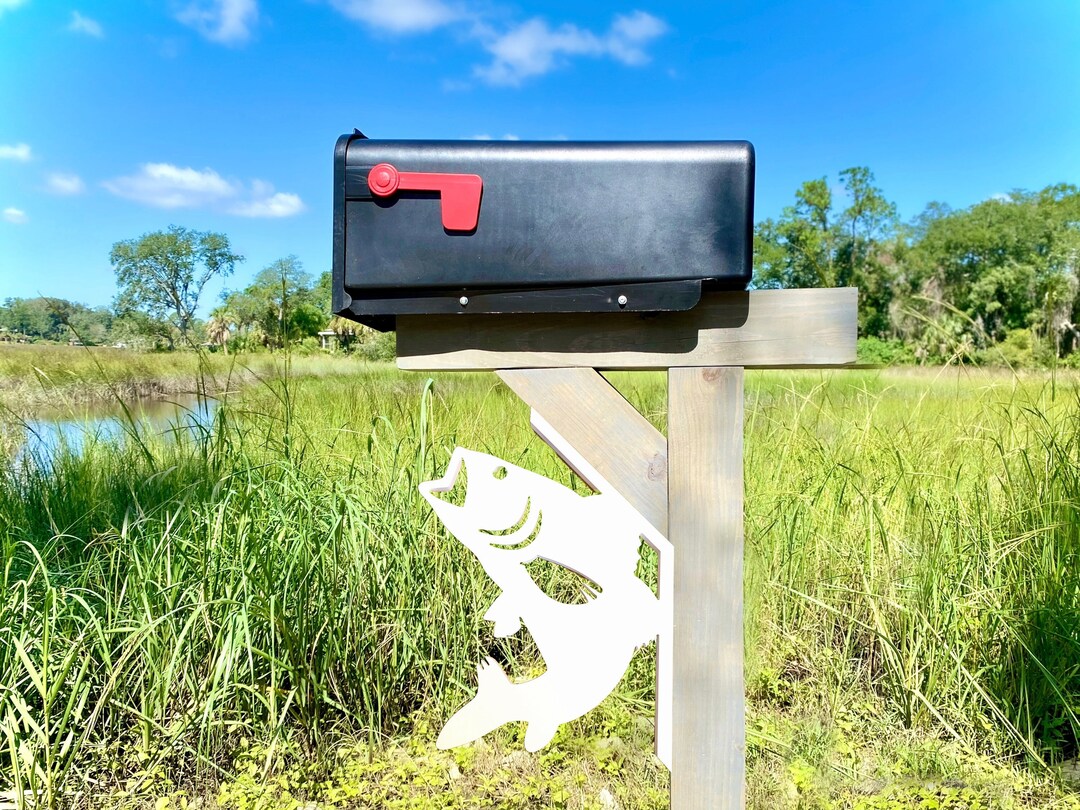 Bass Fish Mailbox Bracket for 45 Degrees Angle Post, Bass Fishing ...