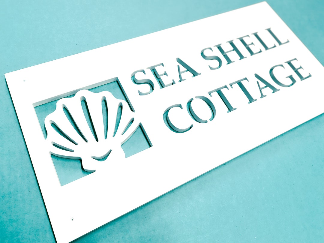 Custom Seashell Beach House Name Sign, Weatherproof Personalized Home ...