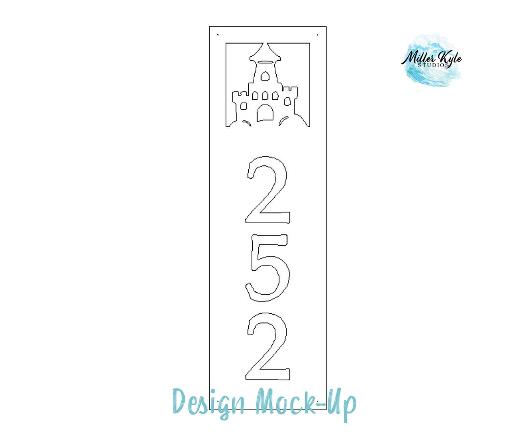 Sandcastle Address Sign for Beach House, Vertical House Numbers ...