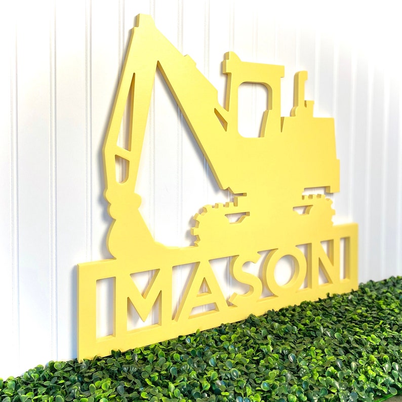 Excavator Digger Name Sign Boys Construction Truck Room | Etsy