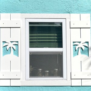 Weatherproof Palm Tree Shutter for Beach House, PVC Exterior Window ...