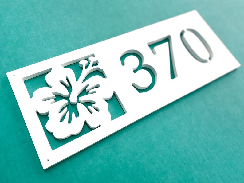 Hibiscus Flower Address Sign: Weatherproof PVC Coastal Beach Home Decor ...