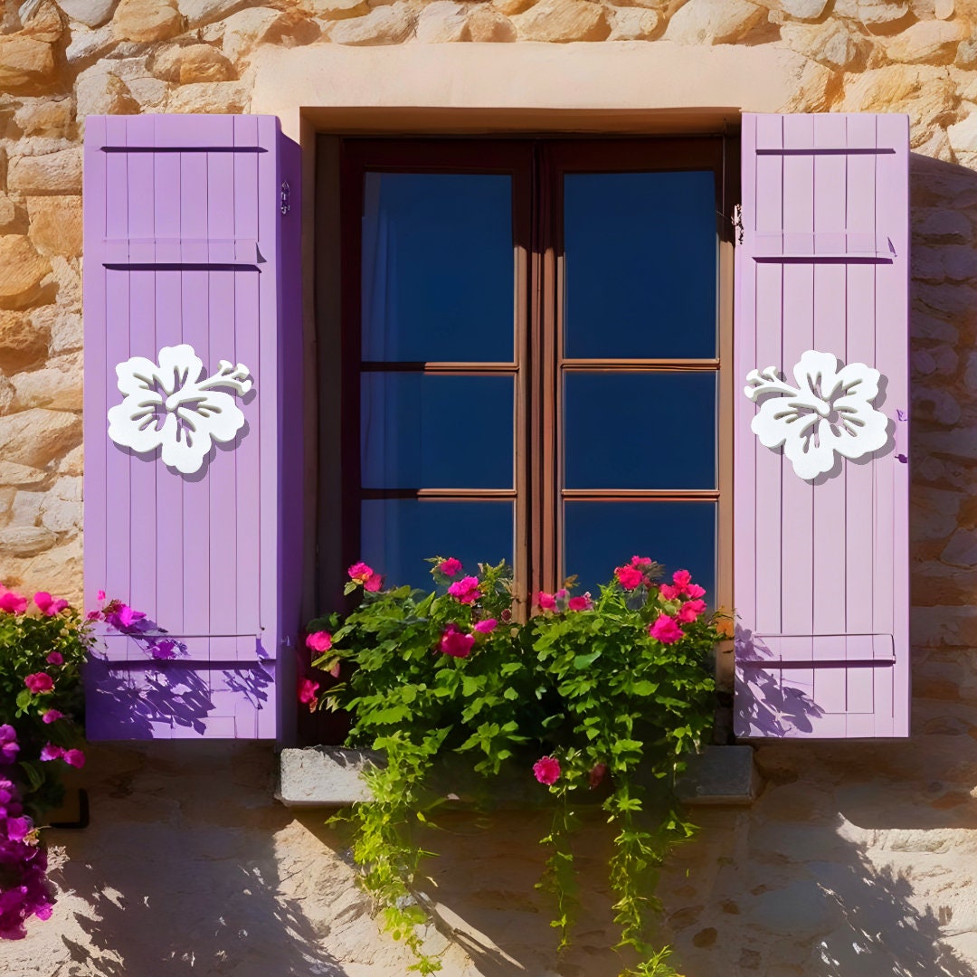 Hibiscus Flower Shutter Decorations: Weatherproof Coastal Decor ...