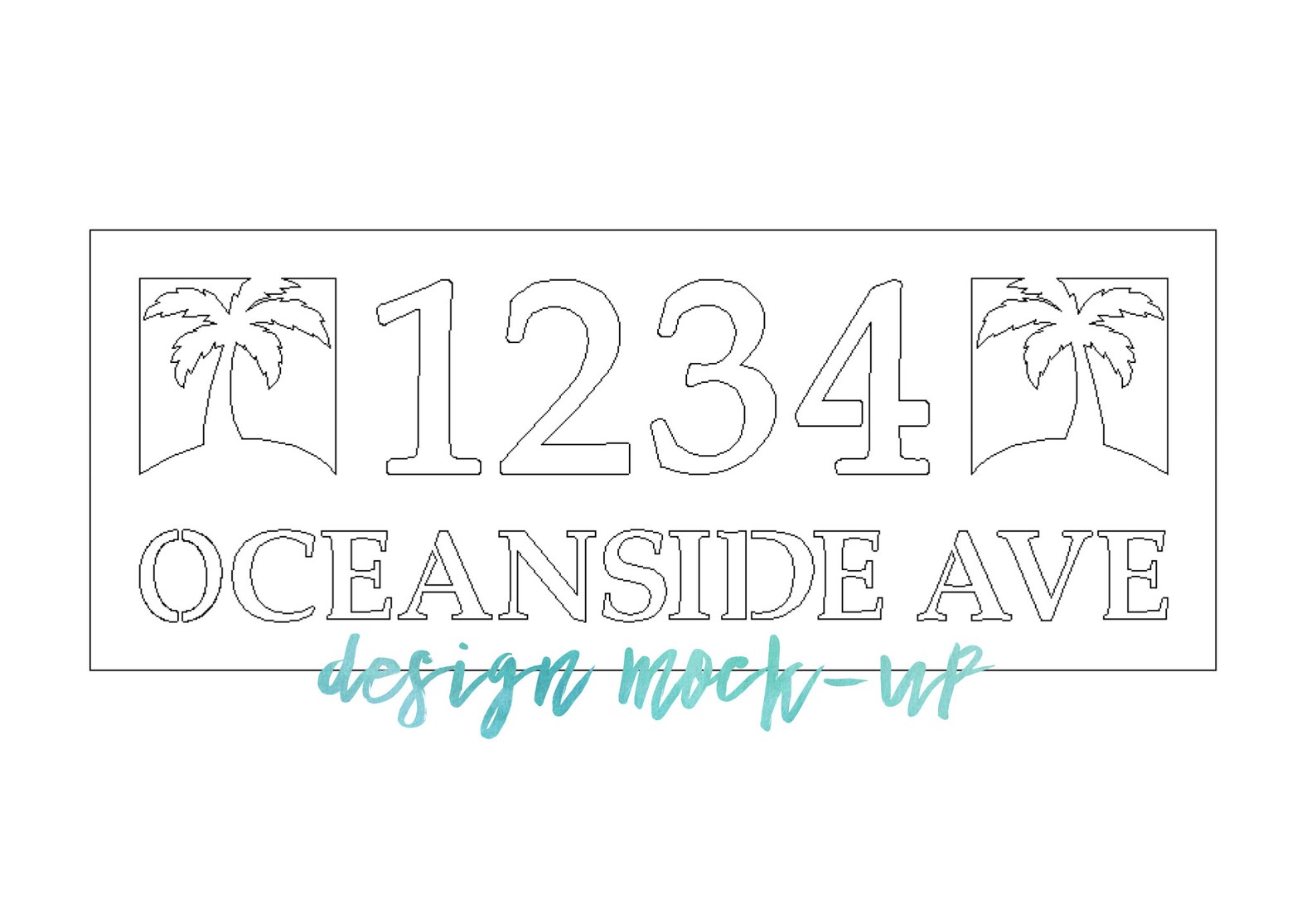 Full Street Address Plate with Palm Trees Coastal Beach House | Etsy