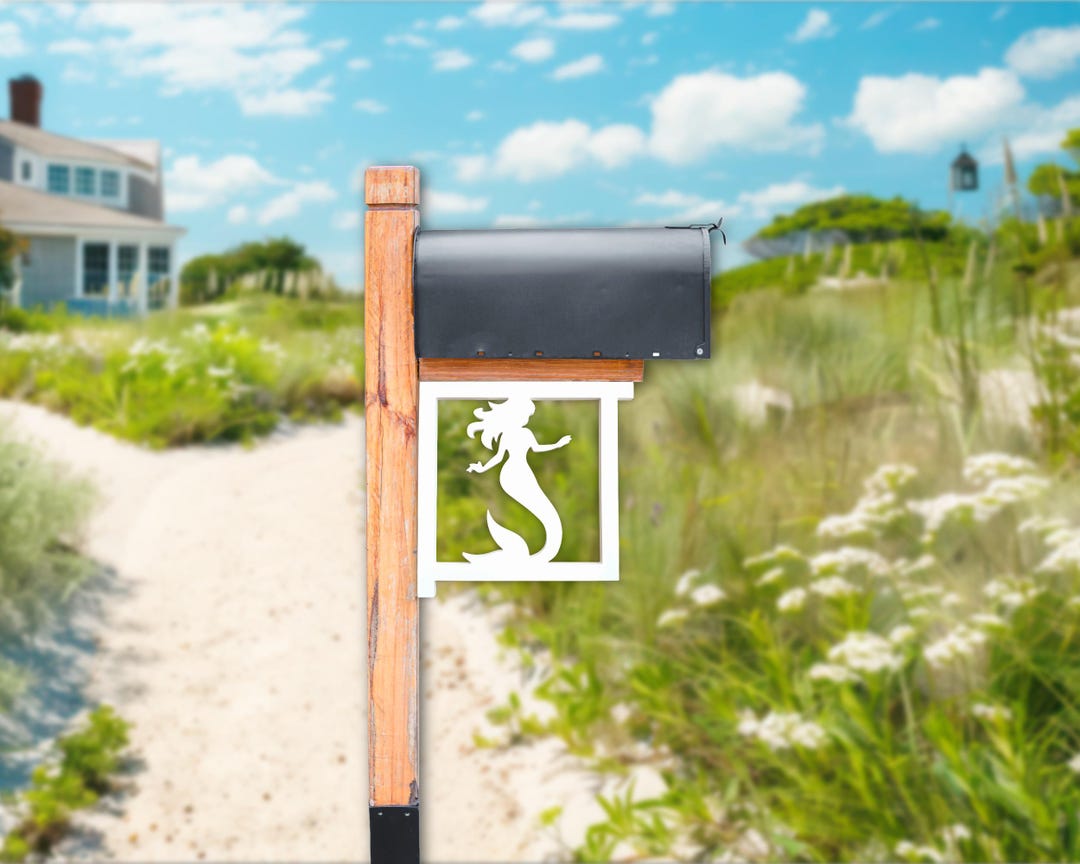 Mermaid Mailbox Bracket: Weatherproof Coastal Beach House Outdoor Decor ...