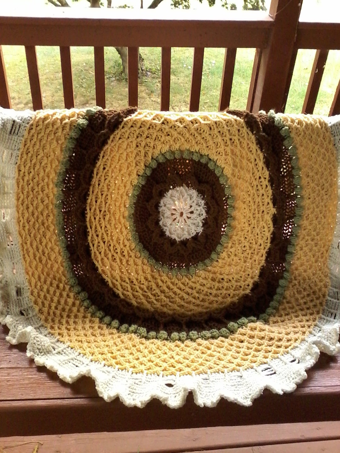 Round Afghan in Warm Colors - Etsy