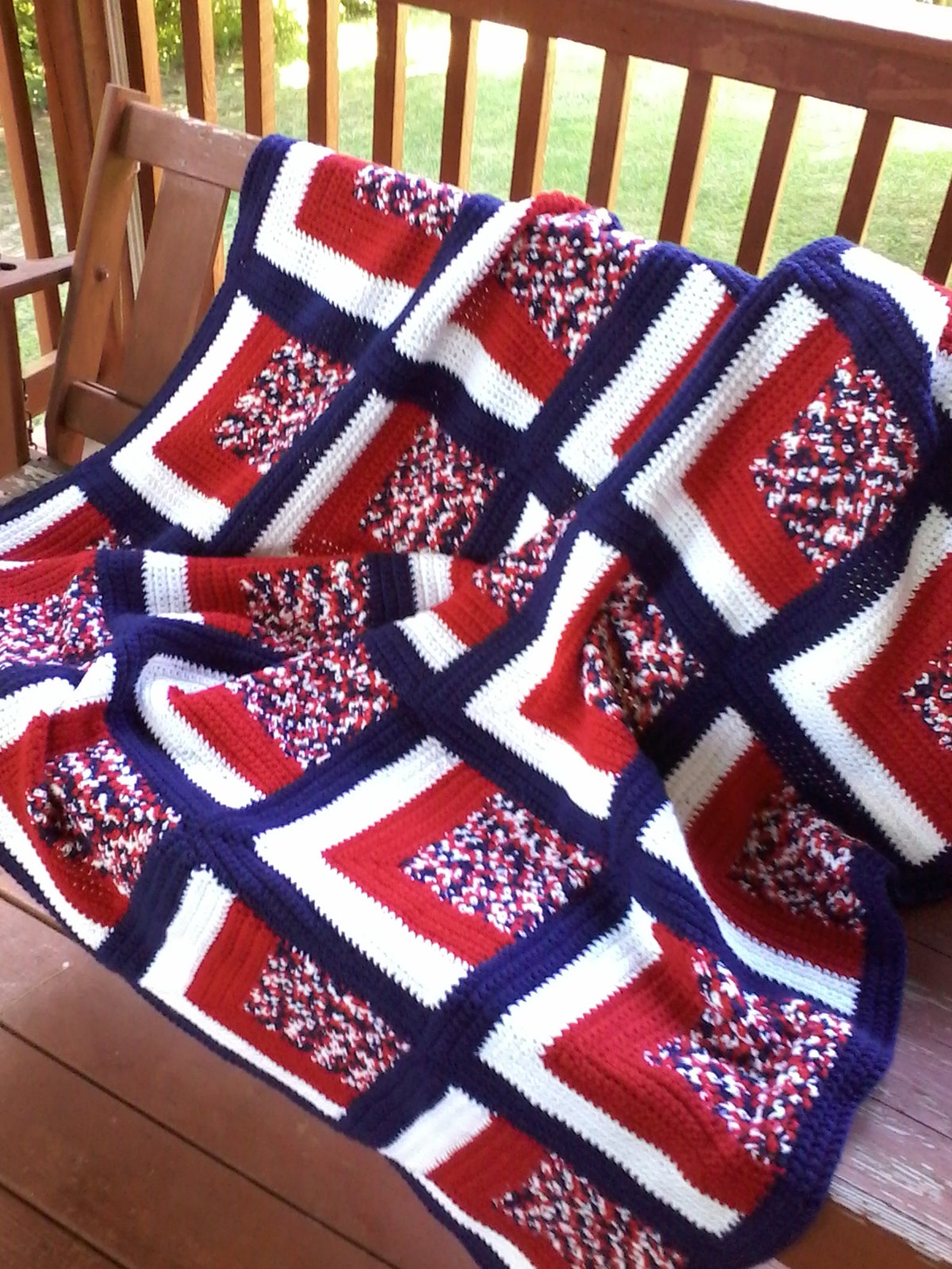 Red White Blue Large Afghan - Etsy