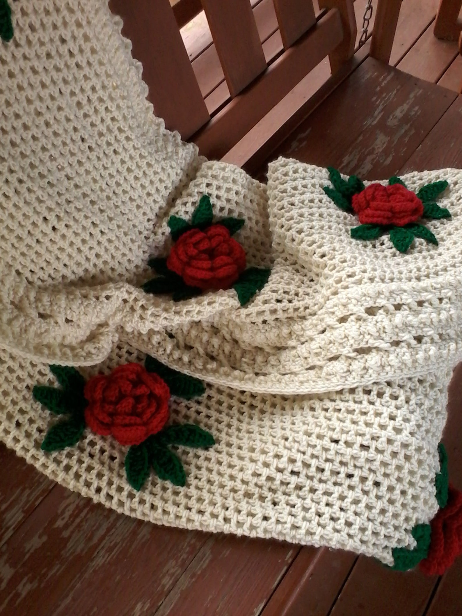 Lacy Afghan With Roses - Etsy