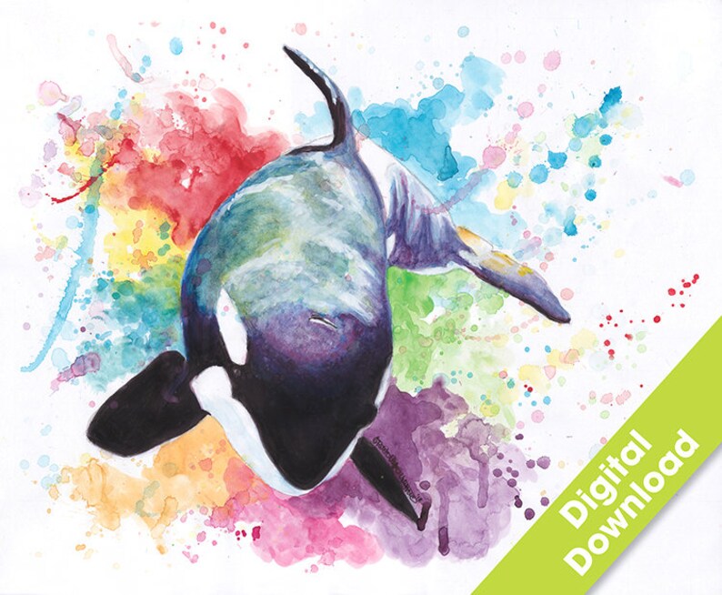 Watercolor Animal, Orca, Killer Whale, Ocean, Theme, Animal Art, Wall ...