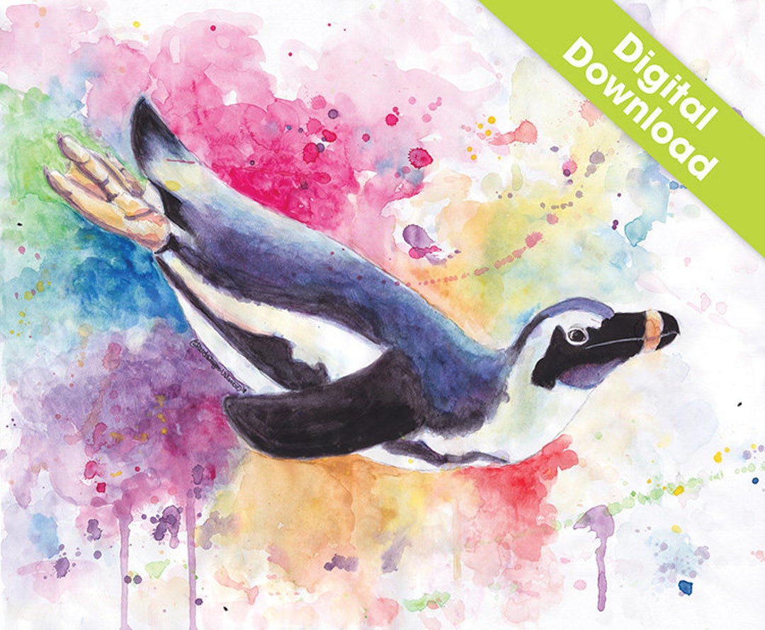 Watercolor Animal Penguin Arctic Theme Animal Art Zoo - Etsy
