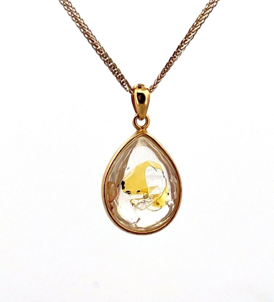 Golden Enhydro Quartz Pendant With Giant Clear Moving Bubble - Etsy