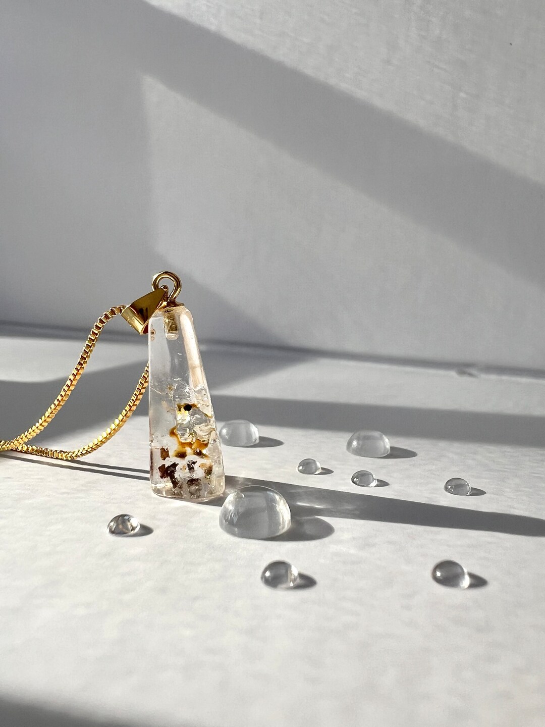 Golden Enhydro Quartz Pendant With Clear Moving Bubble - Etsy