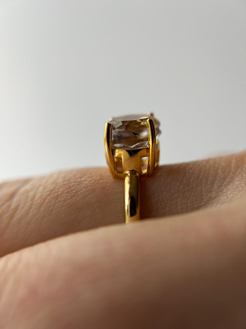 Golden Enhydro Quartz Gemstone Ring With Clear Moving Bubble - Etsy