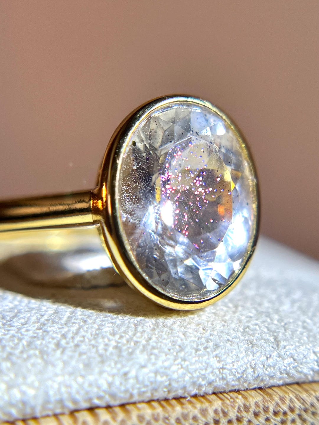 Pink Fire Quartz Gemstone Ring - Etsy