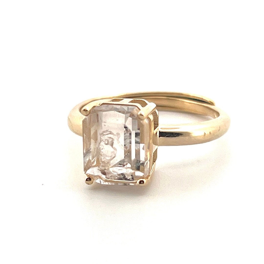 Enhydro Quartz Faceted Gemstone Ring With Clear Moving Bubble - Etsy