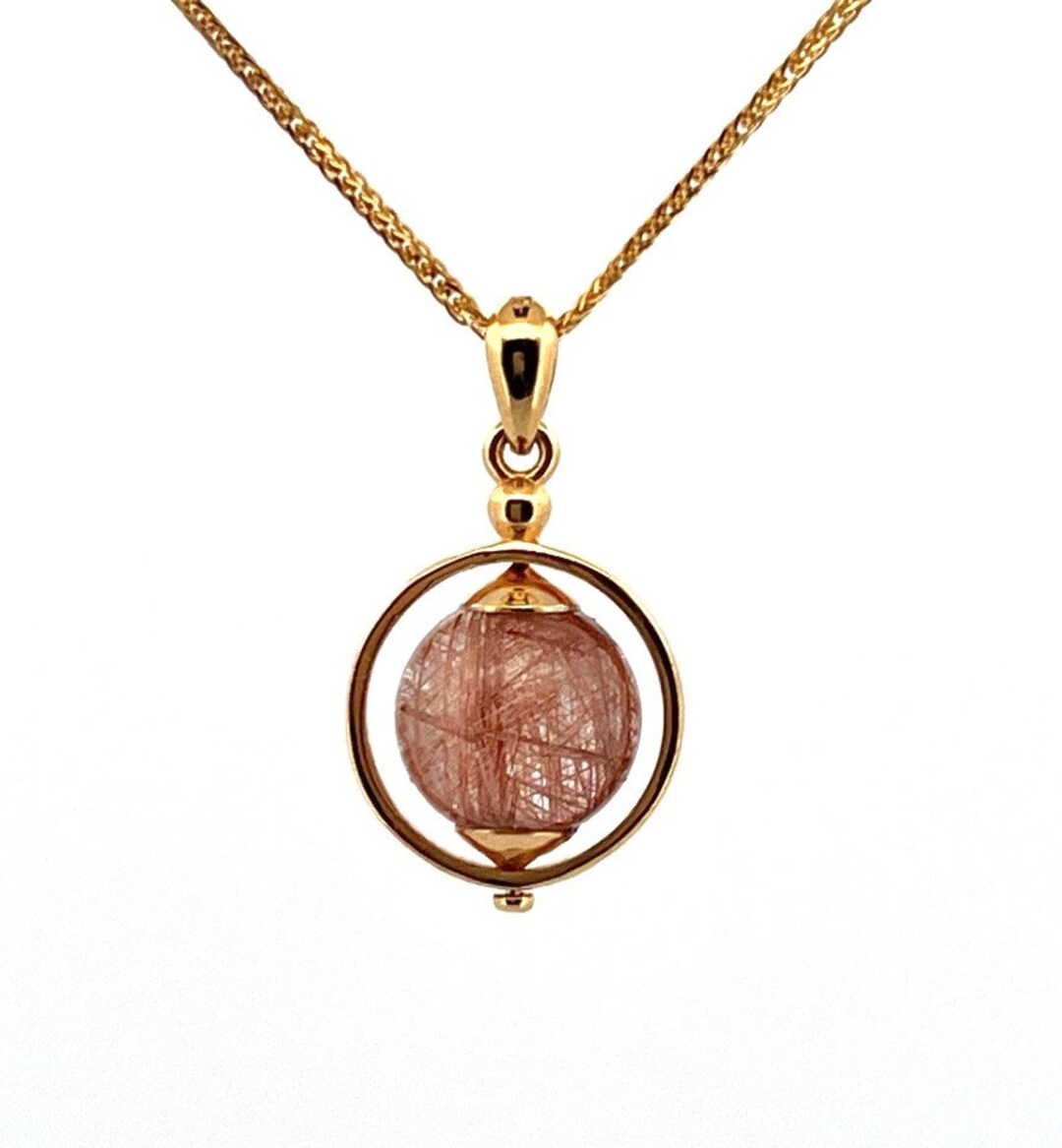 Pink Rutilated Quartz Spinner Pendant - Etsy