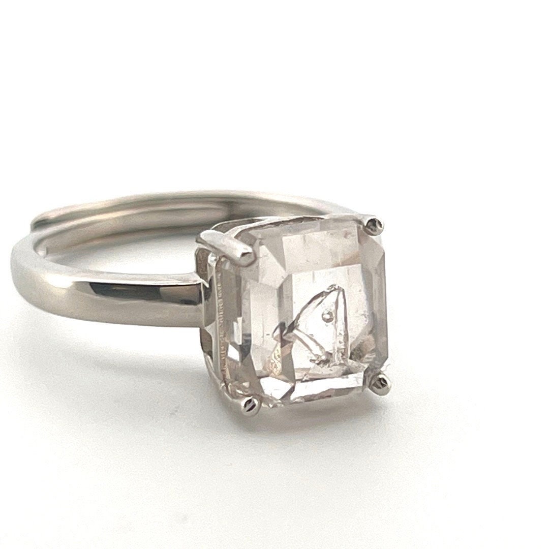 Enhydro Quartz Gemstone Ring With Clear Moving Bubble - Etsy