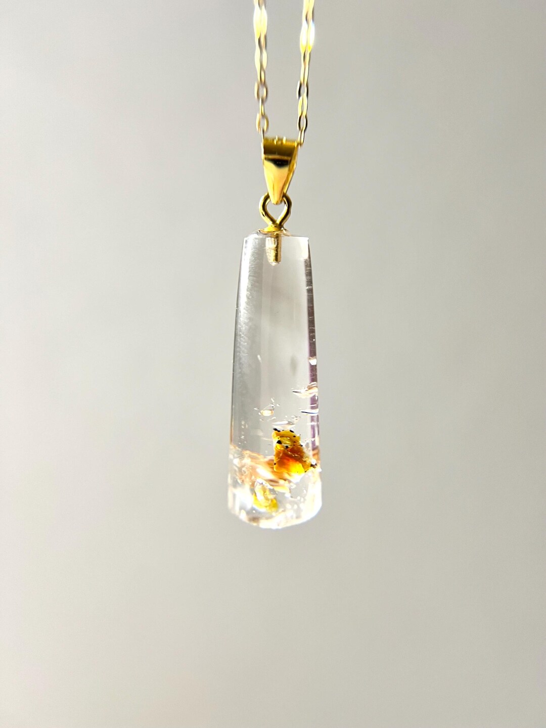 Golden Enhydro Pendant With Bubble and Black Mica - Etsy