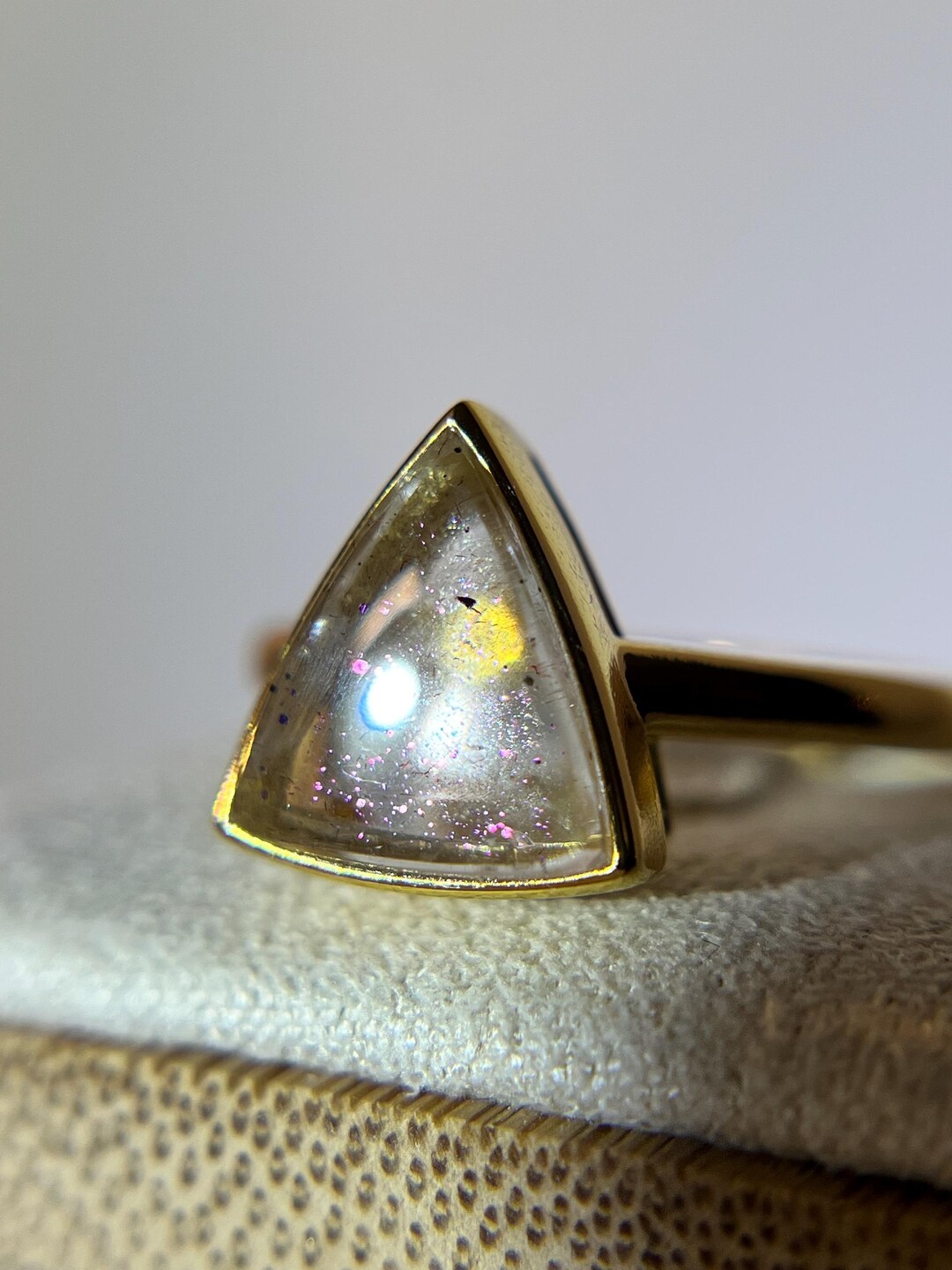 Pink Fire Quartz Triangle Ring - Etsy