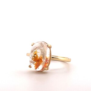 Golden Enhydro Quartz Ring With Clear Moving Bubble and Black Moving ...