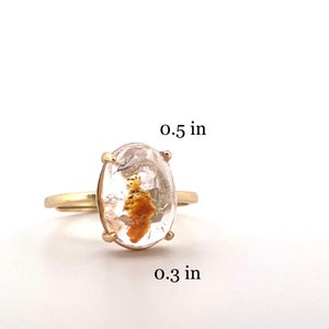 Golden Enhydro Quartz Ring With Clear Moving Bubble and Black Moving ...