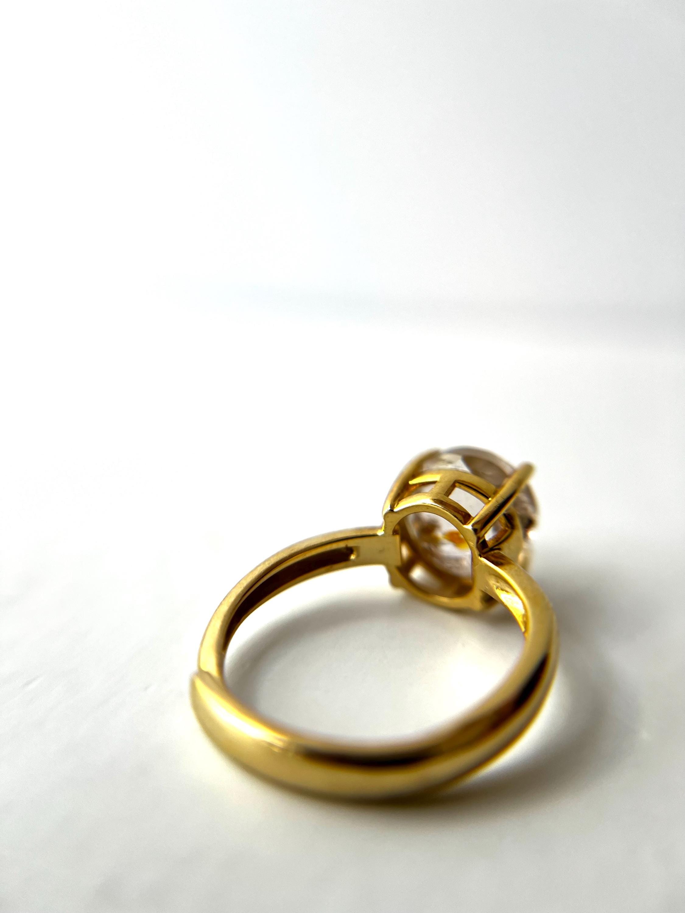 Golden Enhydro Quartz Gemstone Ring With Clear Moving Bubble - Etsy