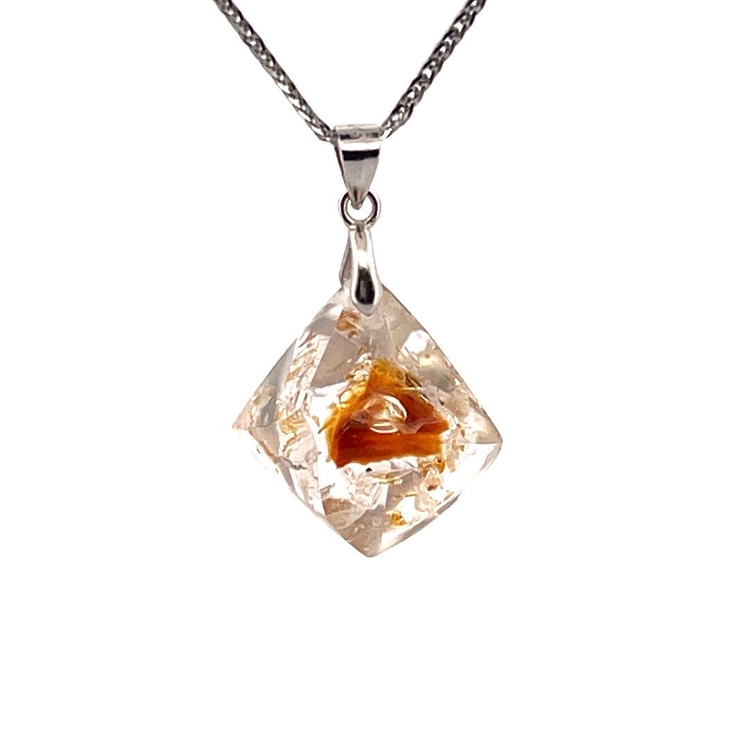 Golden Enhydro Quartz Pendant With Clear Moving Bubble - Etsy