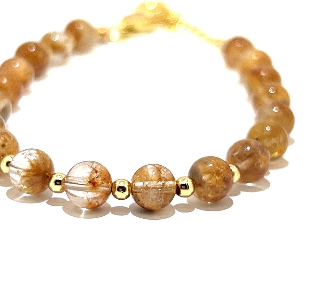 Gold Rutile Quartz Bracelet - Etsy