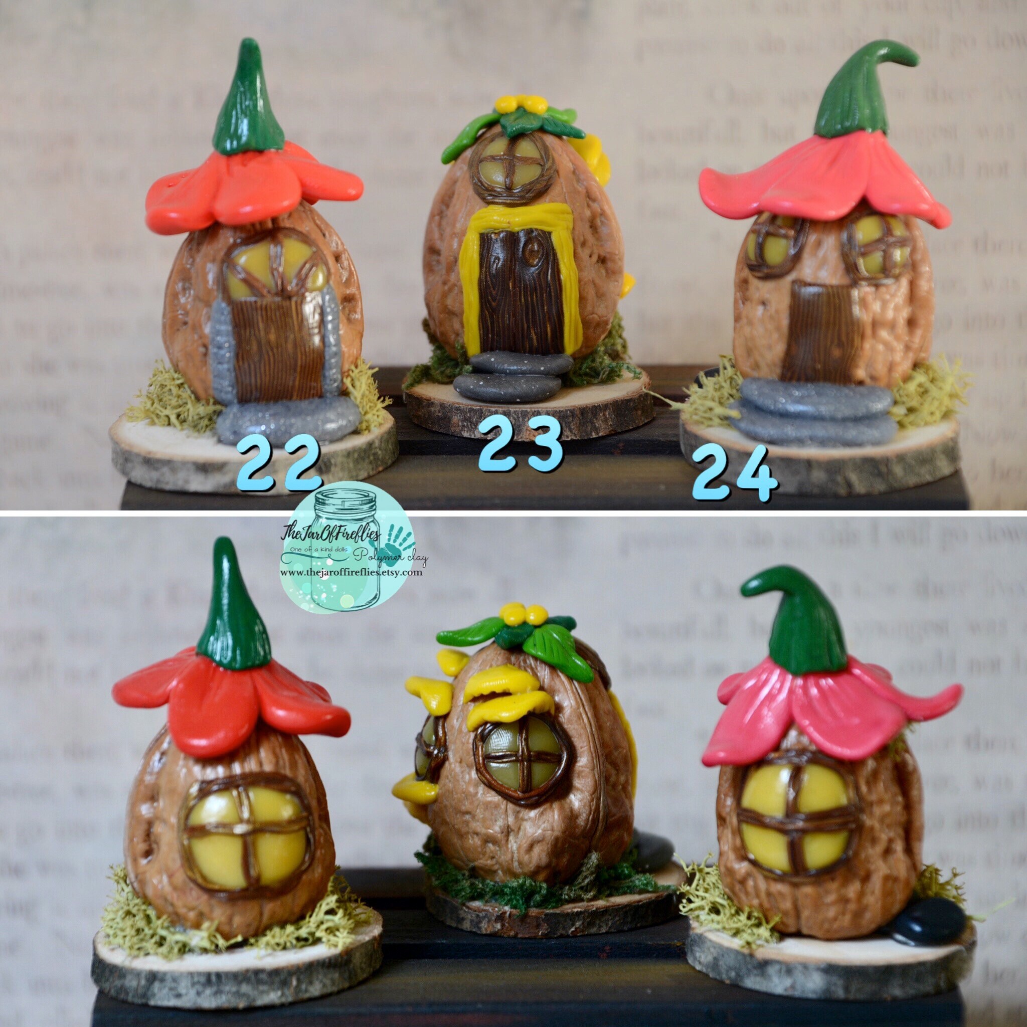 Miniature walnut Faery house handmade with polymer clay Miniatures ...