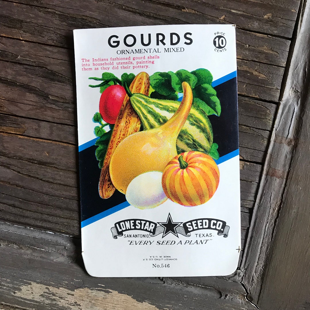 Vintage Gourds Seed Packet Pack Fall Autumn Decor Lone Star Seed Co ...