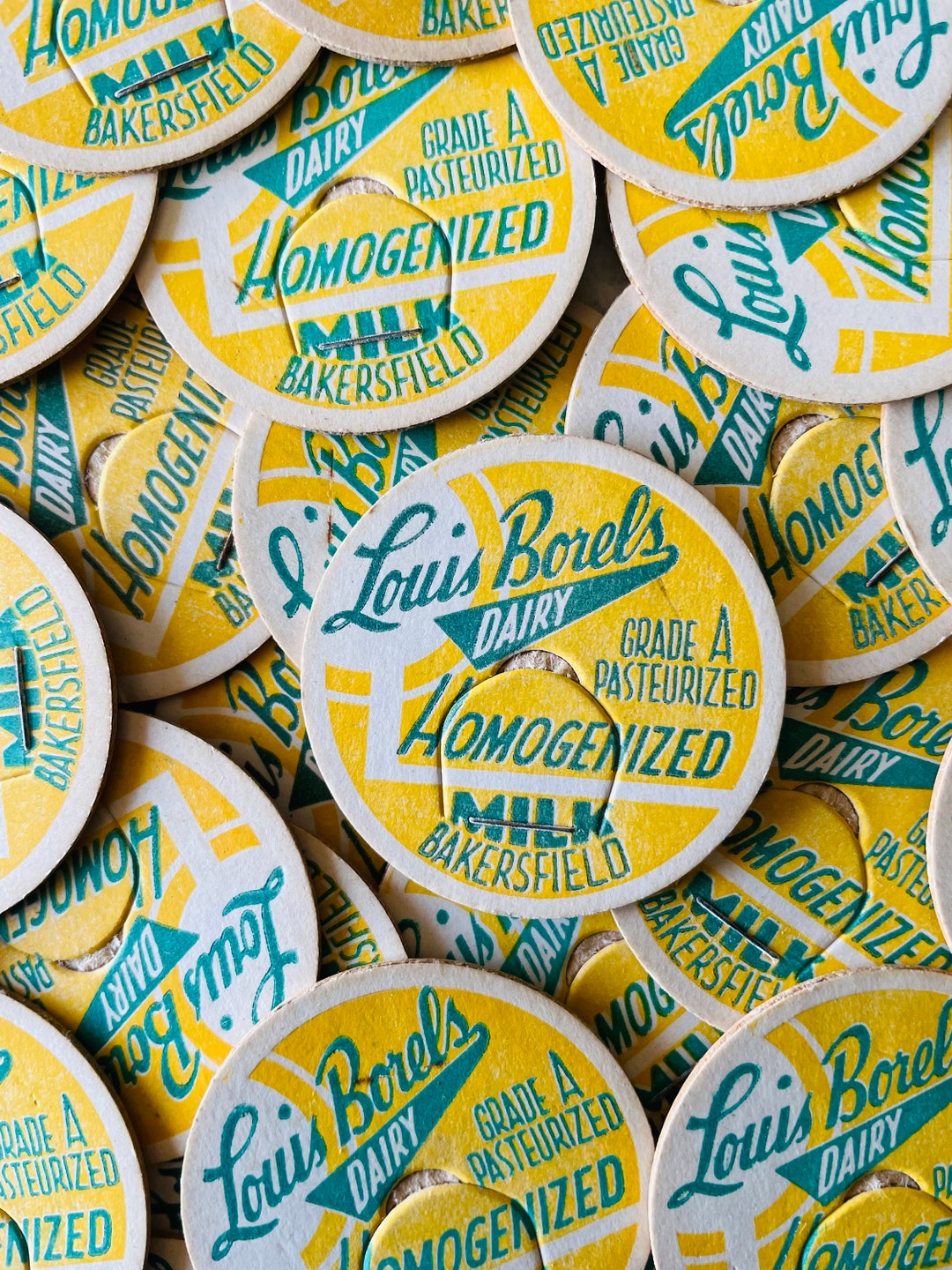 Vintage Milk Bottle Caps Louis Borel’s Dairy Bakersfield Set of 4 - Etsy